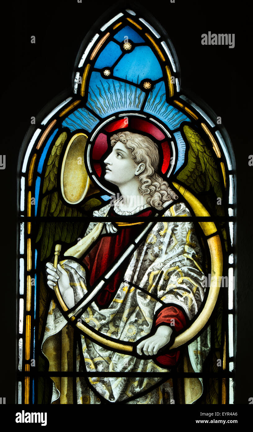 Resurrection stained glass, St. George`s Church, Falfield ...