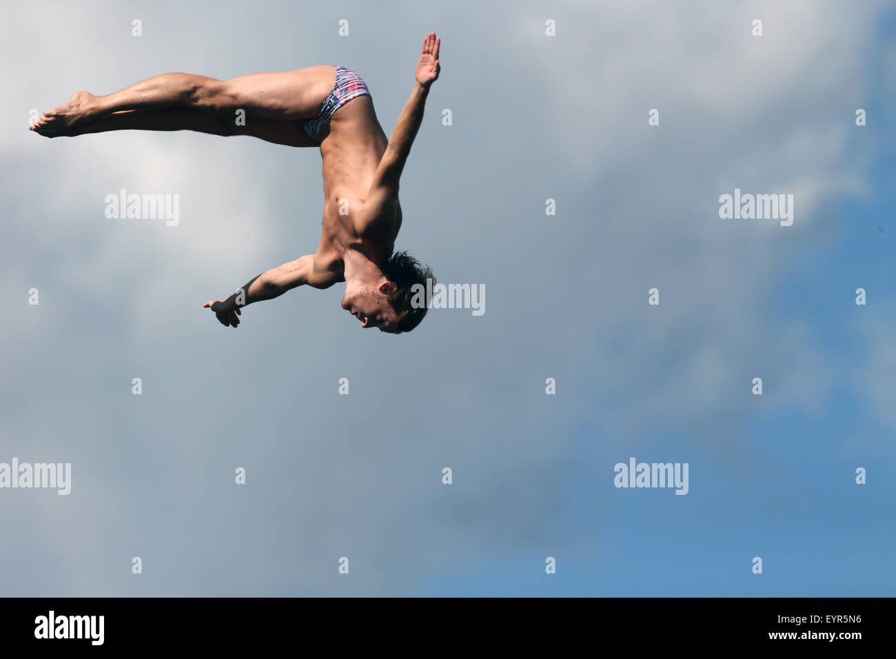 Kazan. 3rd Aug, 2015. Gary Hunt of Britain competes during men's high ...