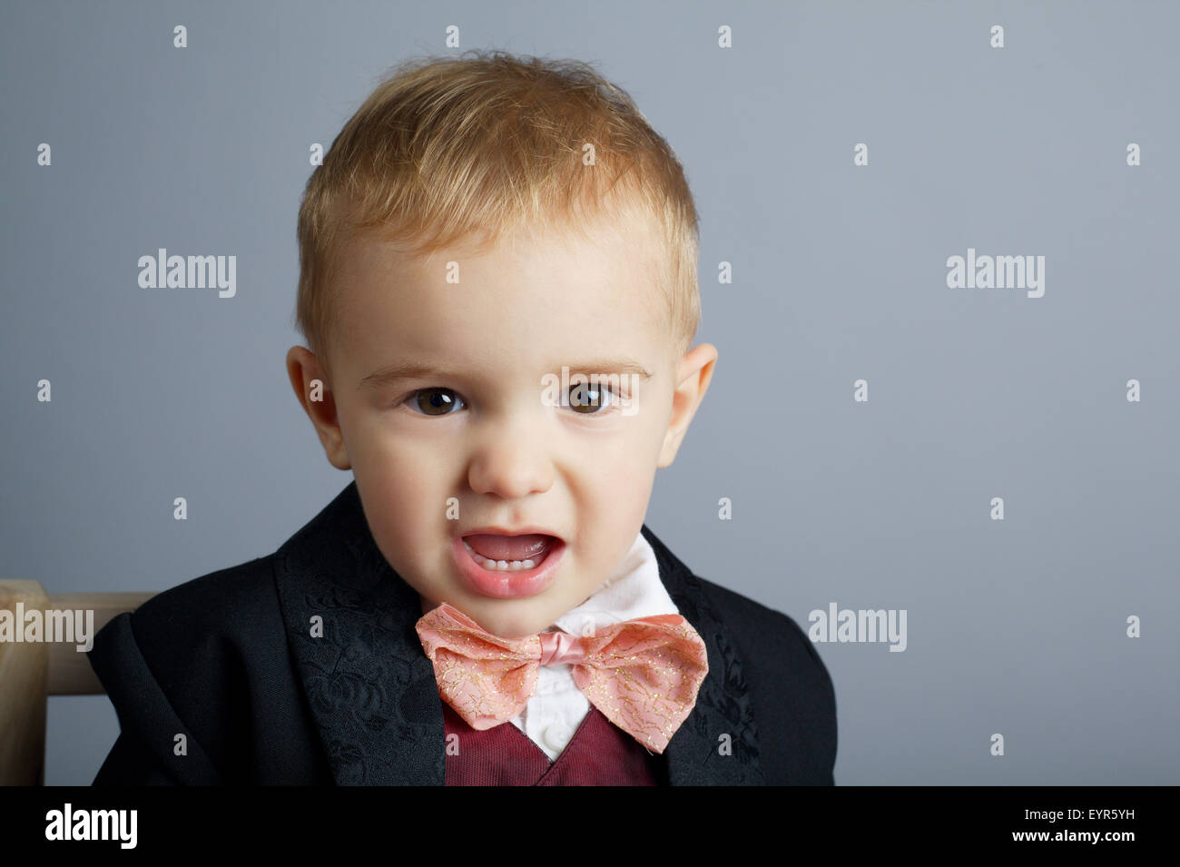 little angry gentleman on grey Stock Photo - Alamy