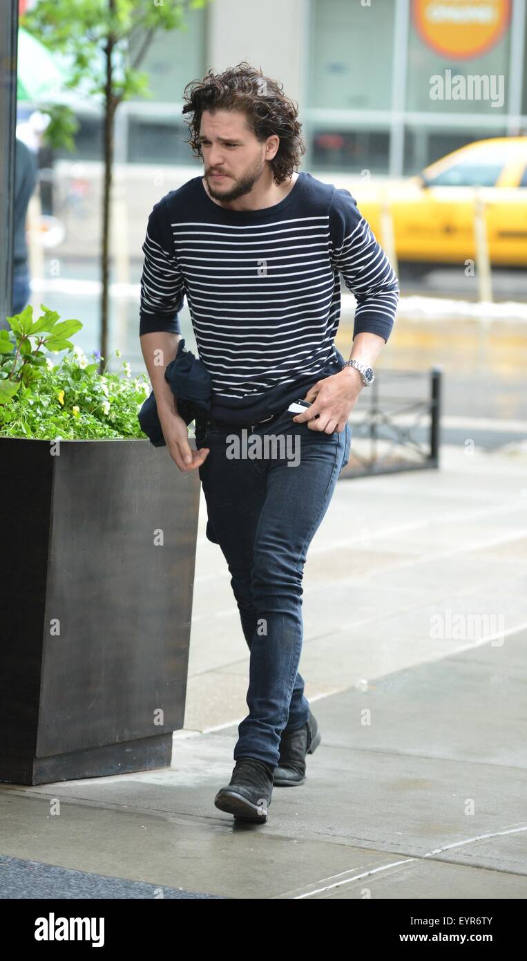 Kit Harington outside of his hotel in New York Featuring: Kit Harington ...