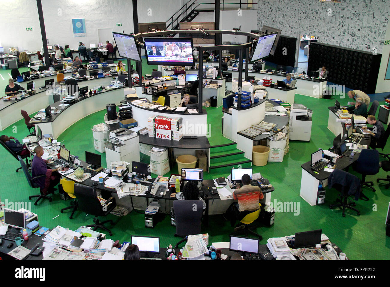 Windhoek, South Africa. 26th May, 2015. A view of the newsroom of the ...