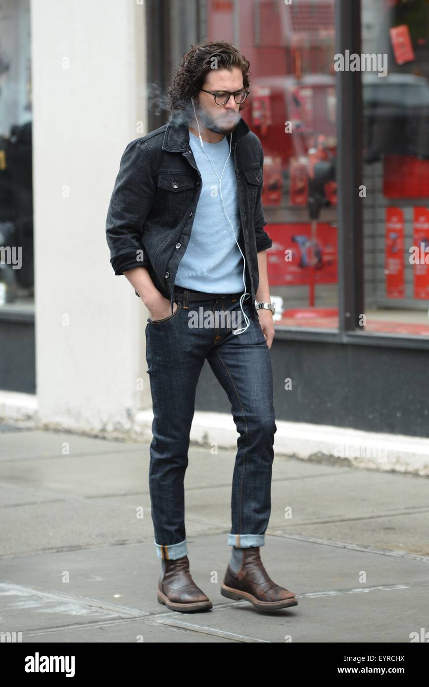 Kit Harington walking in TriBeCa Featuring: Kit Harington Where ...