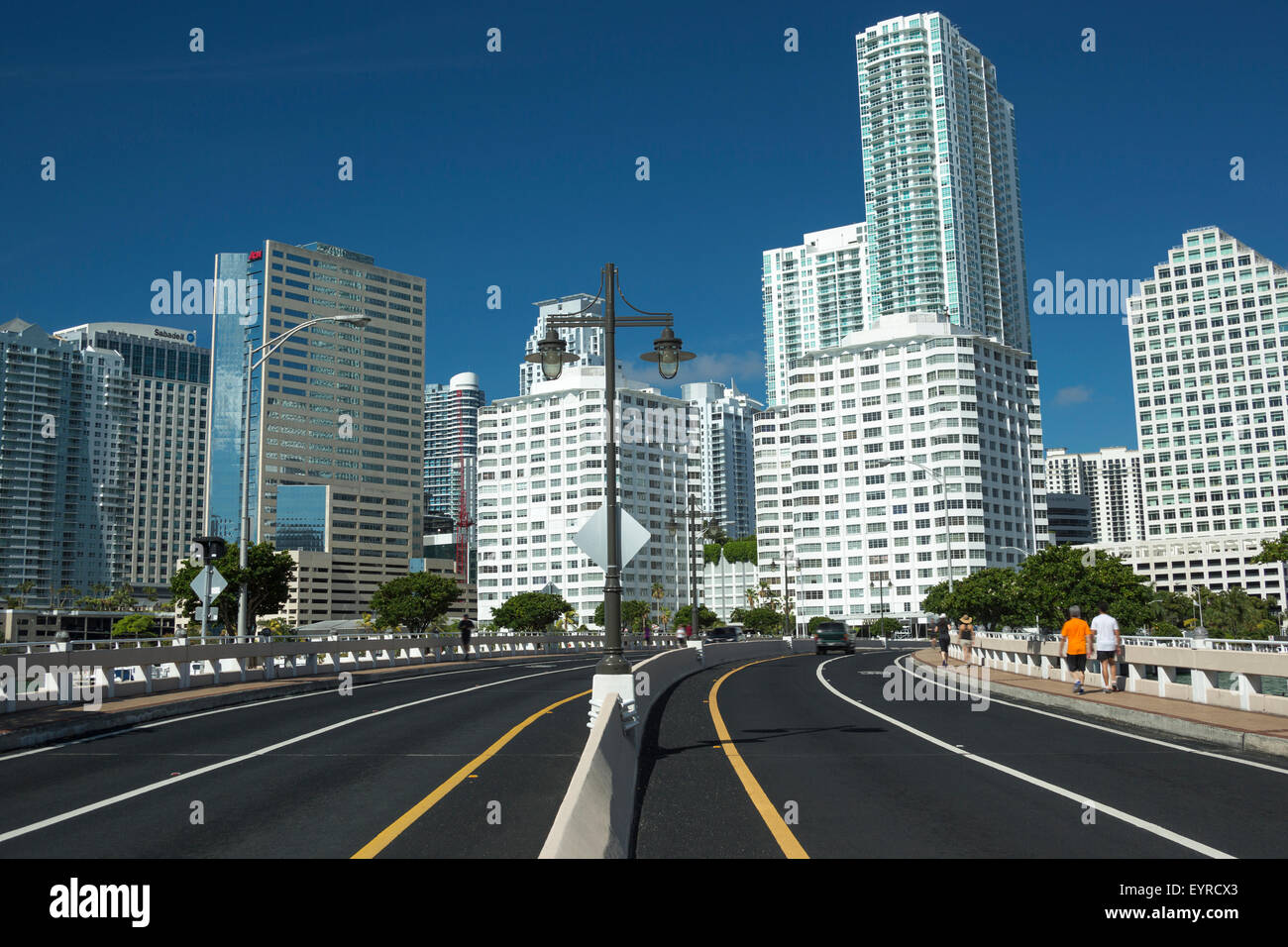 BRICKELL KEY DRIVE SKYLINE DOWNTOWN MIAMI FLORIDA USA Stock Photo - Alamy