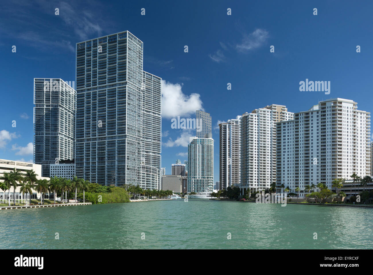 WATERFRONT BRICKELL SKYLINE DOWNTOWN MIAMI FLORIDA USA Stock Photo - Alamy