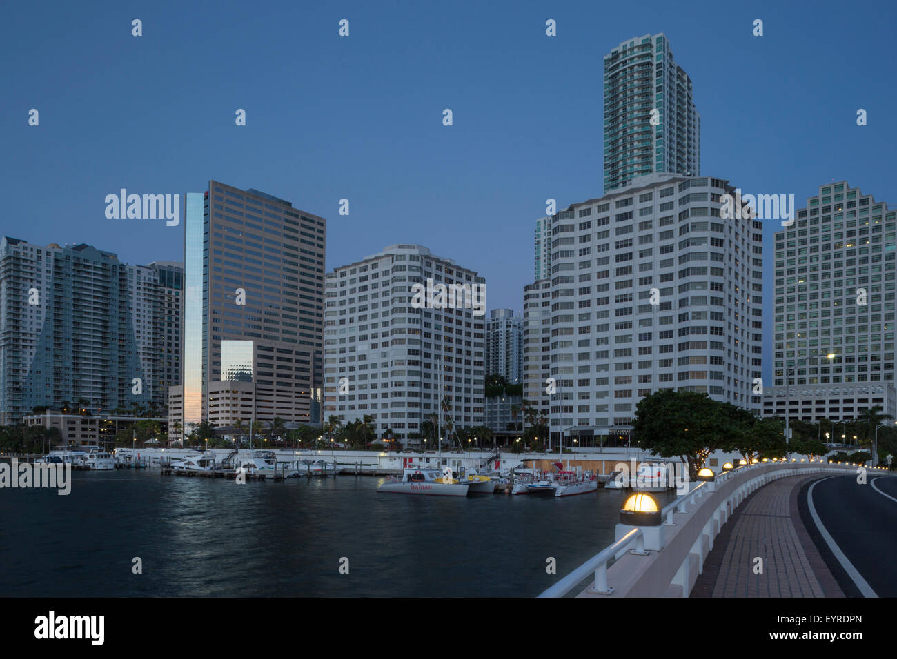 BRICKELL KEY DRIVE BRICKELL SKYLINE DOWNTOWN MIAMI FLORIDA USA Stock ...