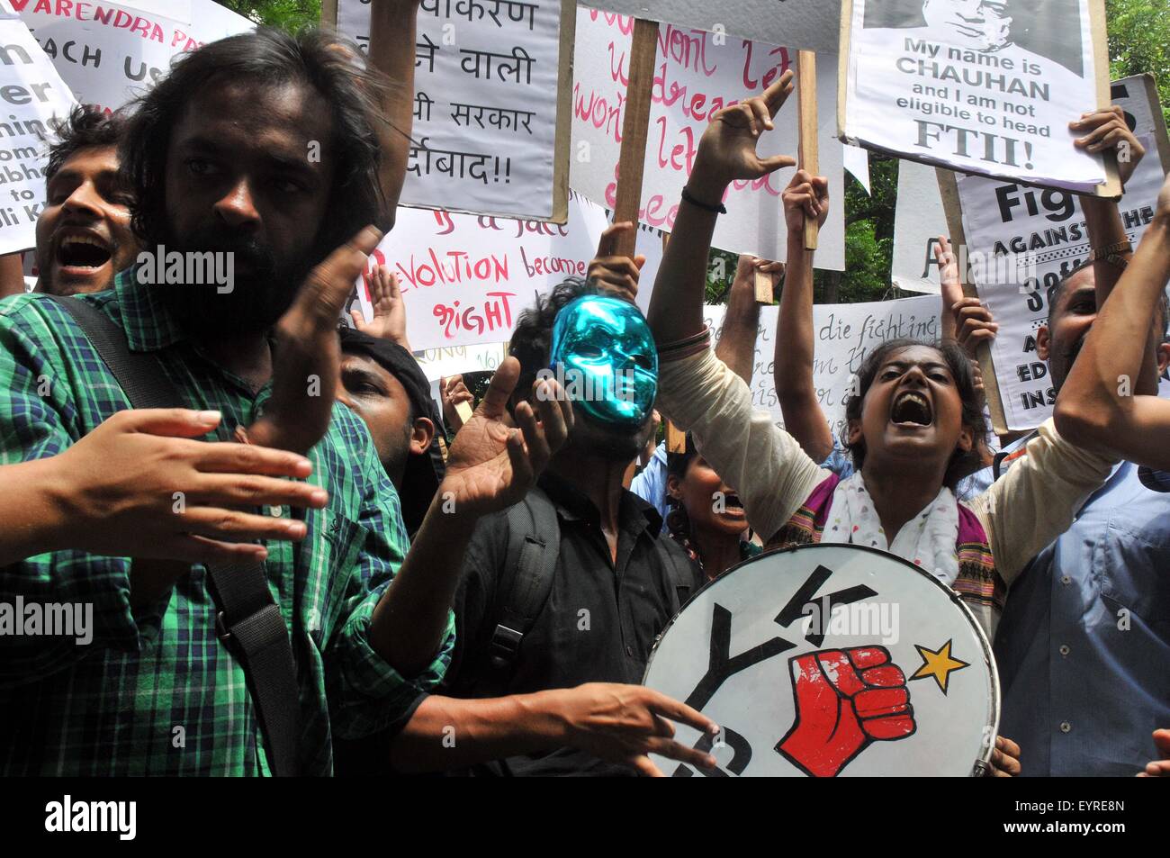 Delhi, India. 03rd Aug, 2015. Indian students from the Film and ...