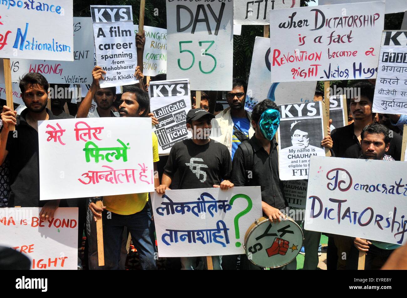 Delhi, India. 03rd Aug, 2015. Indian students from the Film and ...