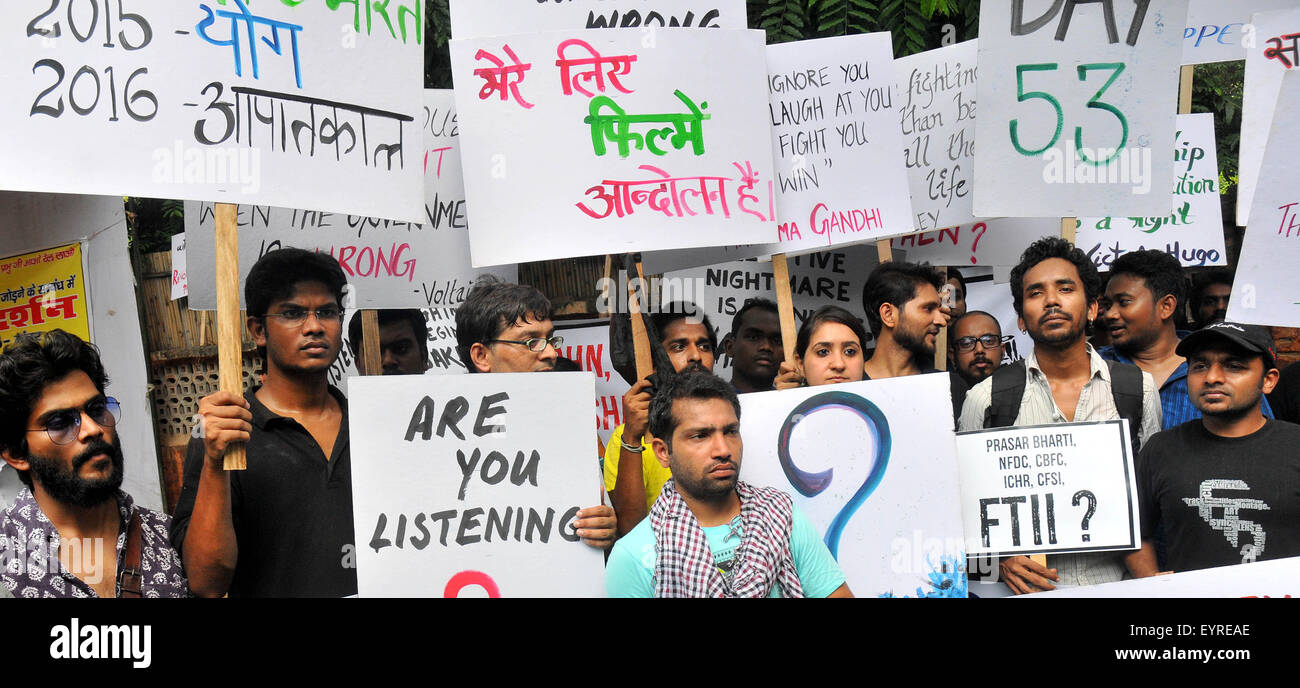 Delhi, India. 03rd Aug, 2015. Indian students from the Film and ...