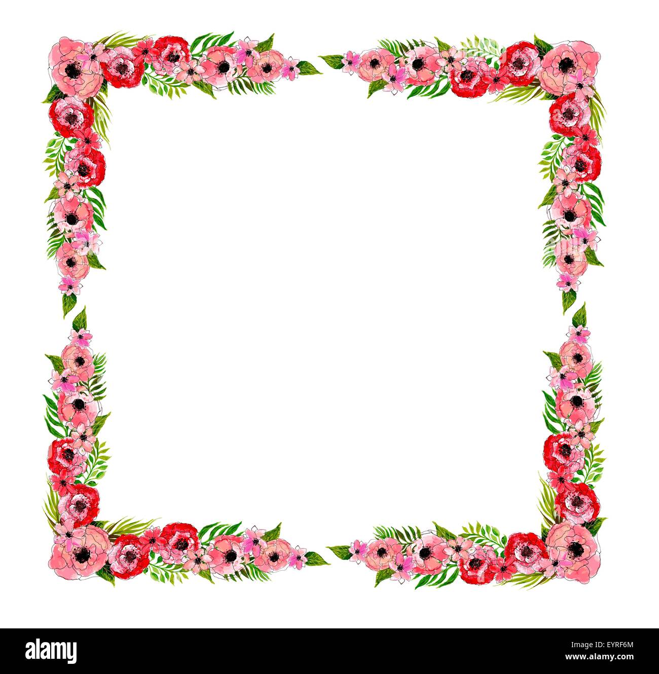 floral frame with pink flowers Stock Vector Image & Art - Alamy