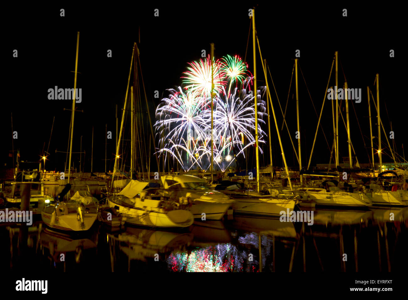 Fireworks at the marina Stock Photo - Alamy