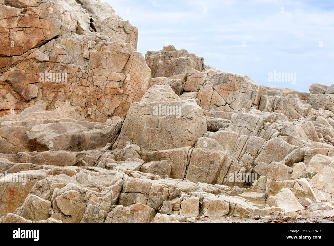 Coast with famous pink granite rocks in Brittany, France Stock Photo ...