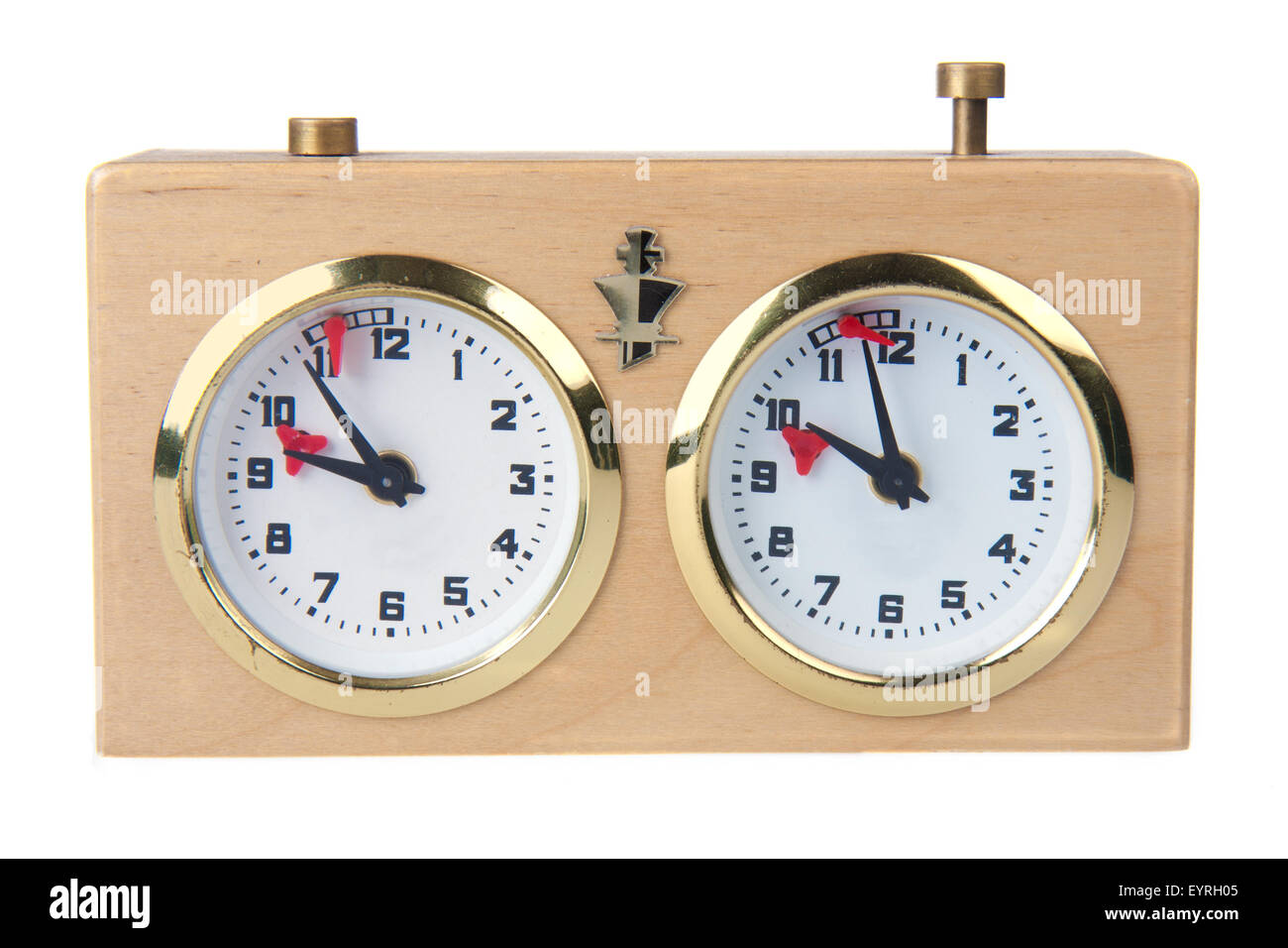 Wooden chess clock isolated on white Stock Photo - Alamy