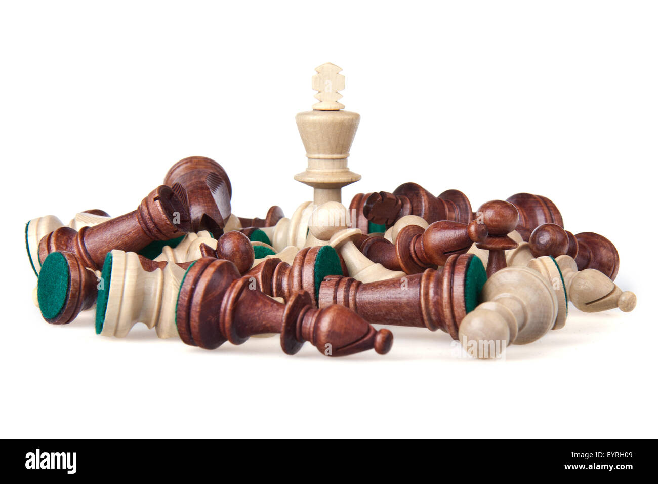 The white Chess king is the triumphator of the chess battle Stock Photo ...