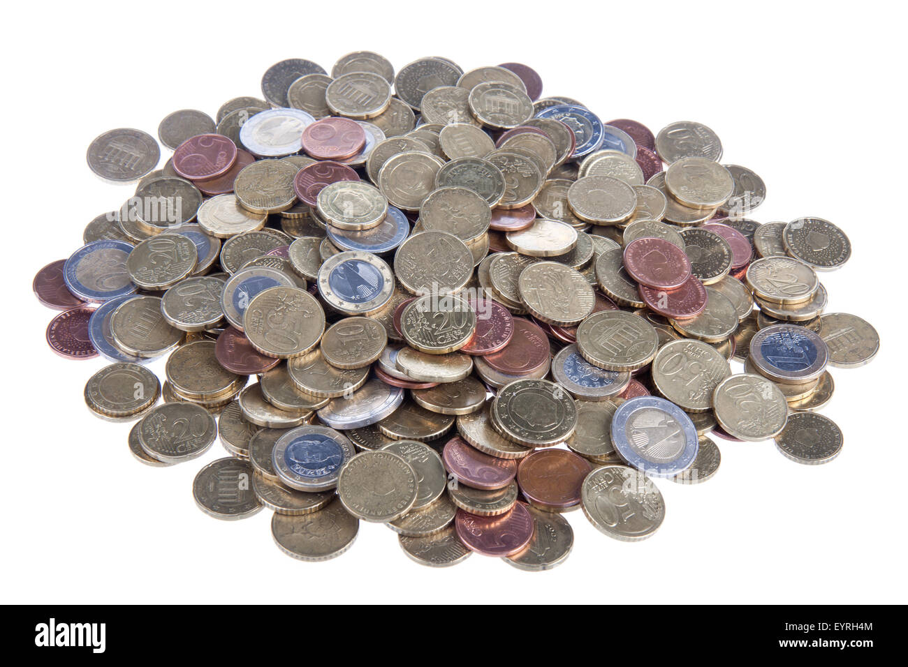 Pile of european coins on a white background Stock Photo - Alamy