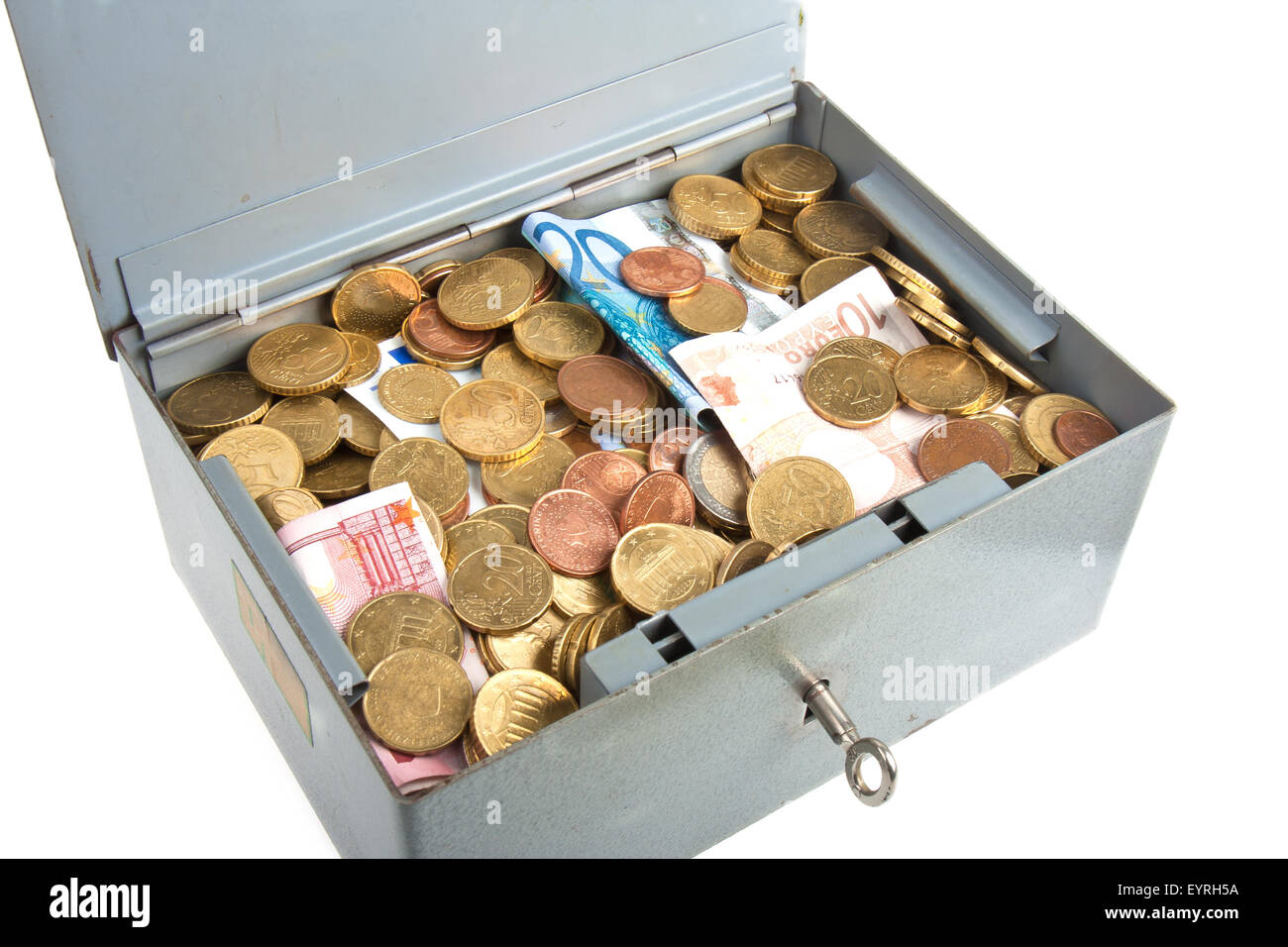 Money chest of steel isolated on white Stock Photo - Alamy
