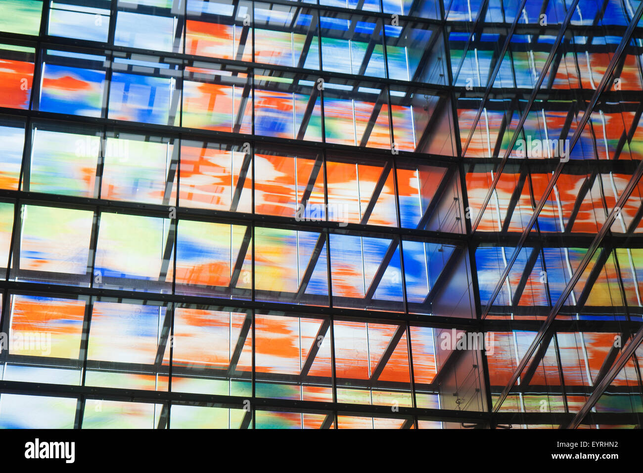 Many colored windows inside a modern building Stock Photo - Alamy