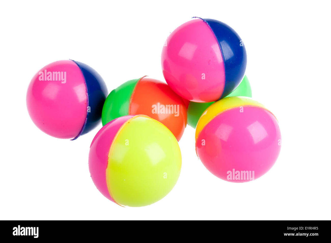 Six colorful rubber balls isolated on white Stock Photo - Alamy