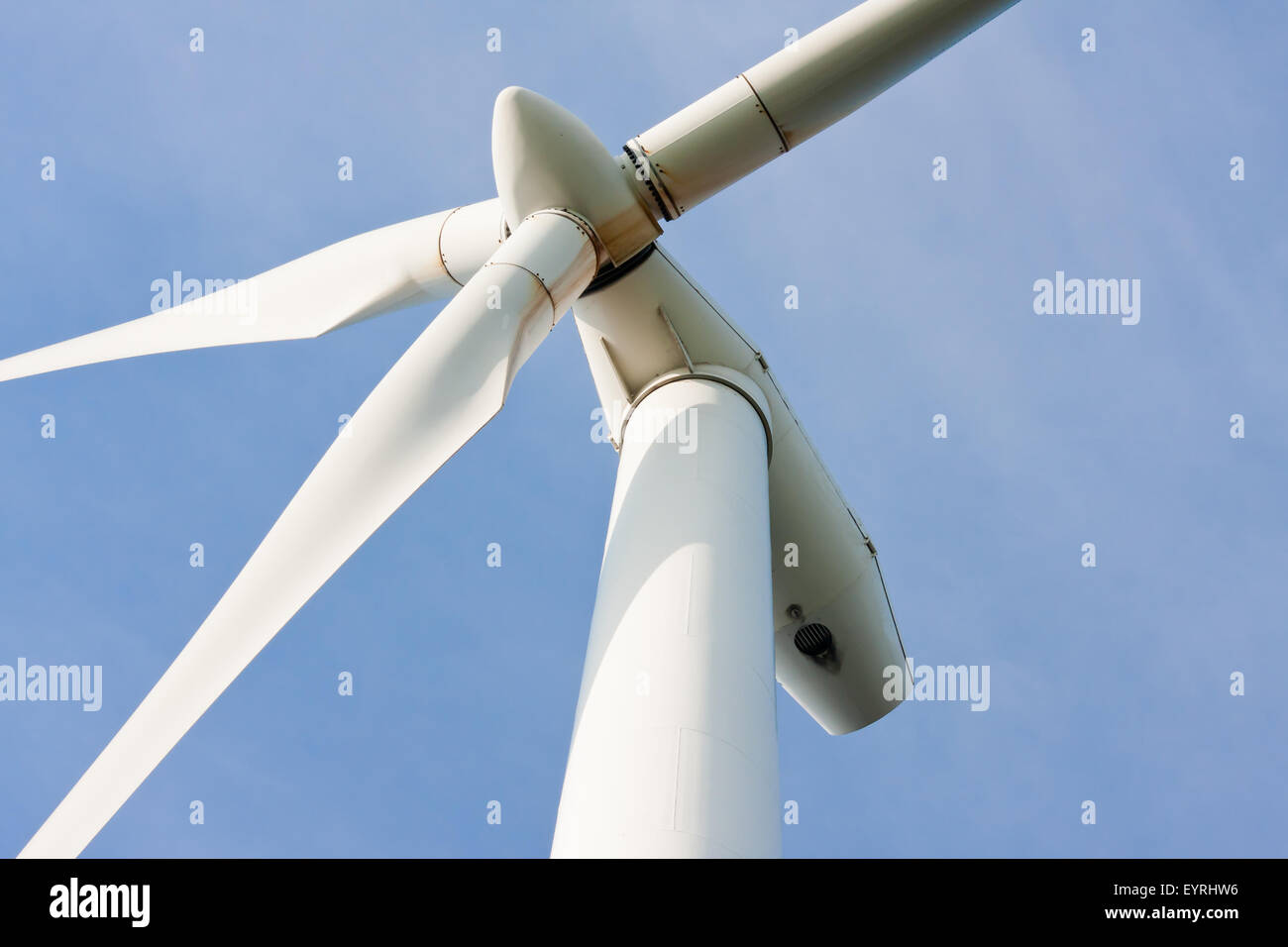 Impressive upward look to a big windturbine Stock Photo - Alamy