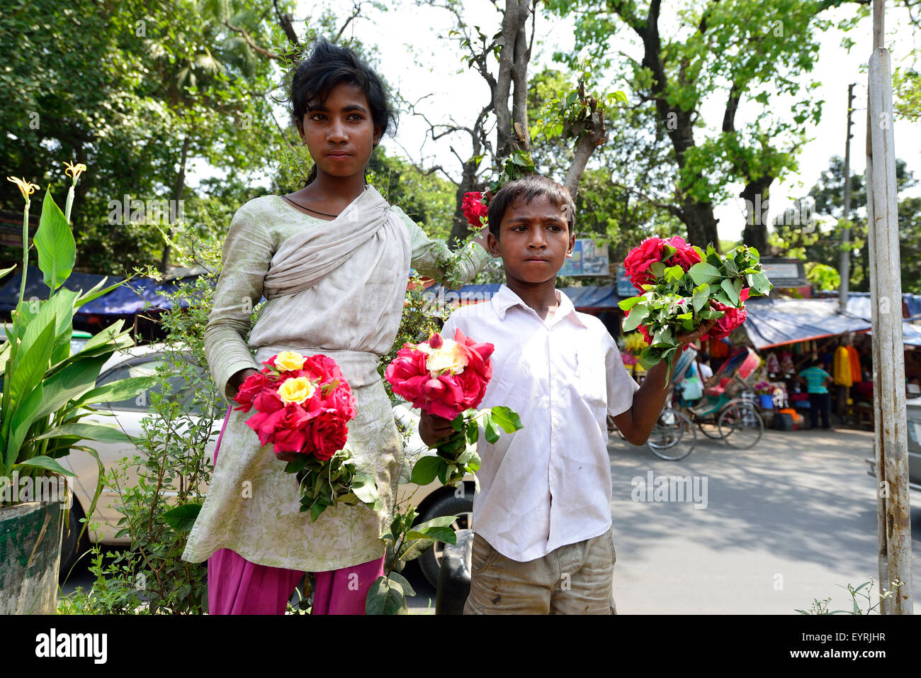 Flower seller in Dhaka, Bangladesh, Asia Stock Photo - Alamy