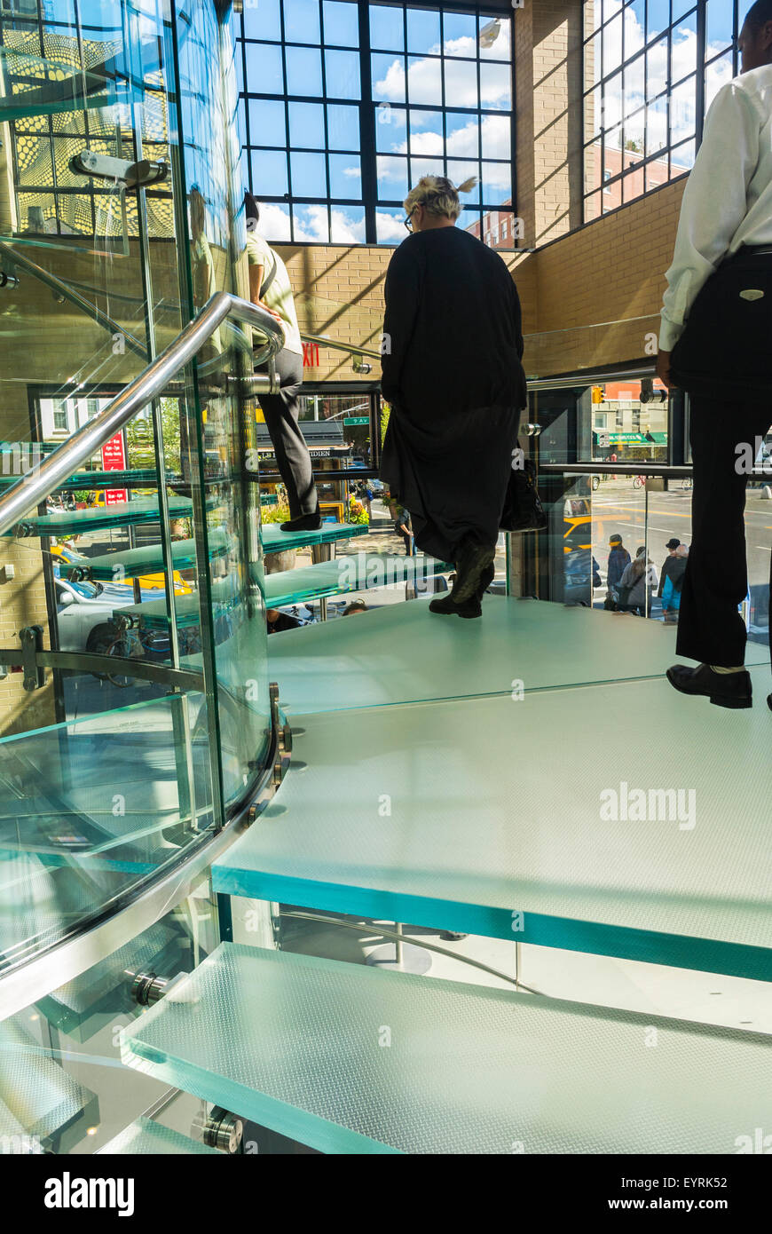 New York City, USA, Detail, Glass Staircase inside Apple Store ...
