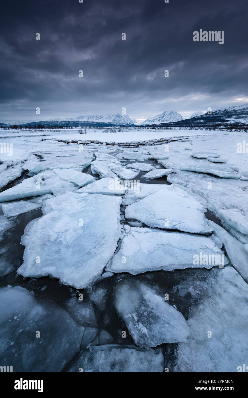 Ice, winter, Norway, fjord, mountains, snow, water, blue, chilly, cold ...