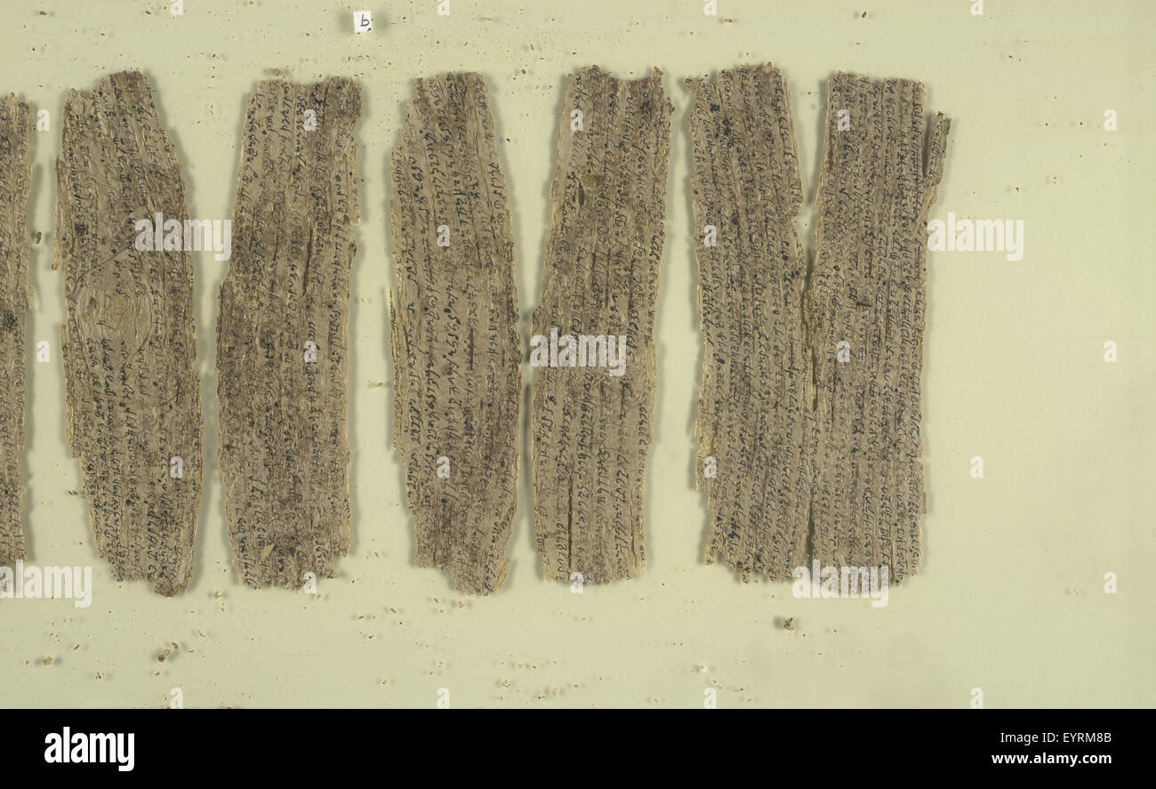 Image shows a fragment of a Buddhist text written in Kharosthi, an ...