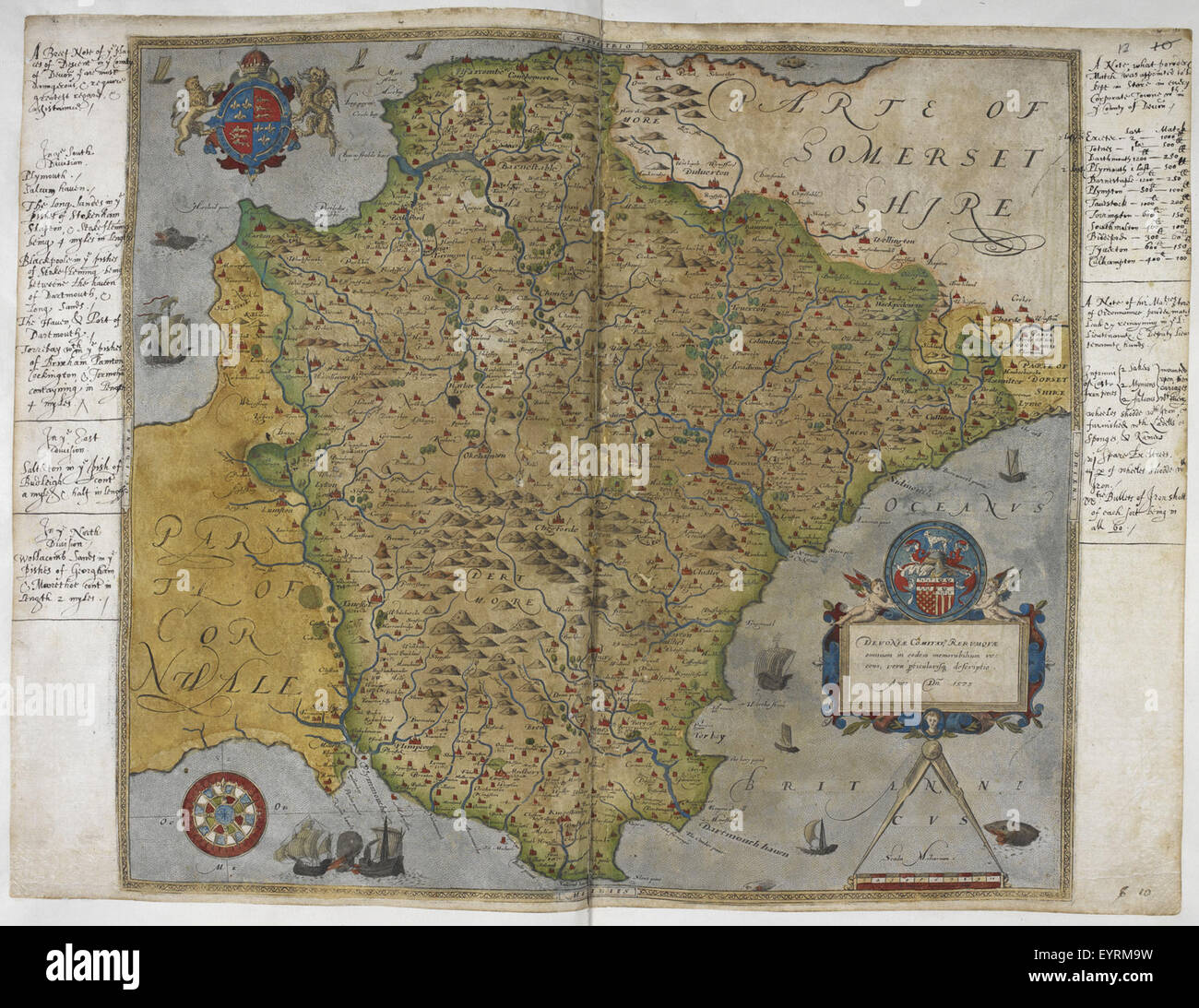 Old map of devon hi-res stock photography and images - Alamy