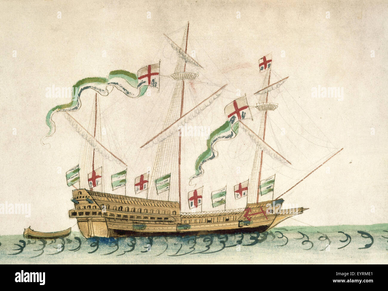 This image, from the Roll of the Galleys of Henry VIII, depicts the ...