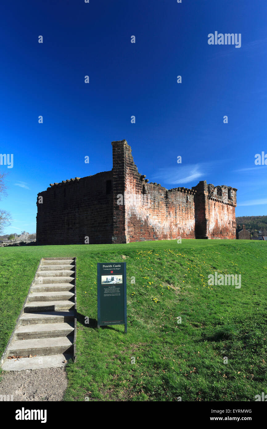 The ruins of Penrith Castle, English Heritage, Penrith town, Cumbria ...