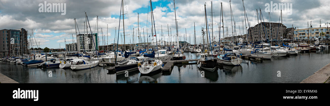 Sutton Harbour panorama Stock Photo - Alamy