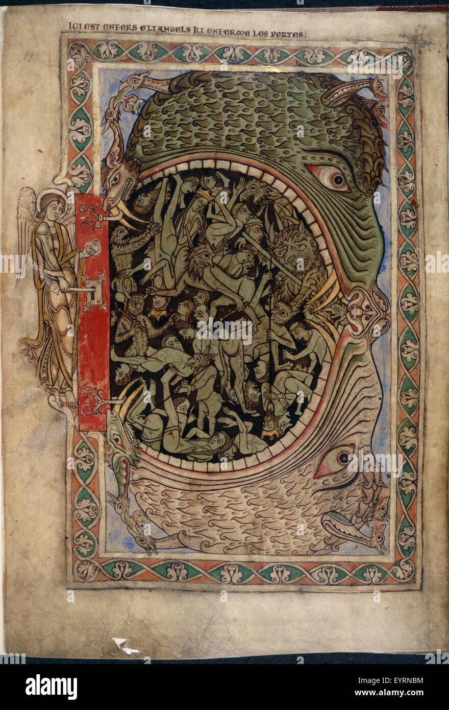 Illustration from the Winchester Psalter depicting the 'Harrowing of ...