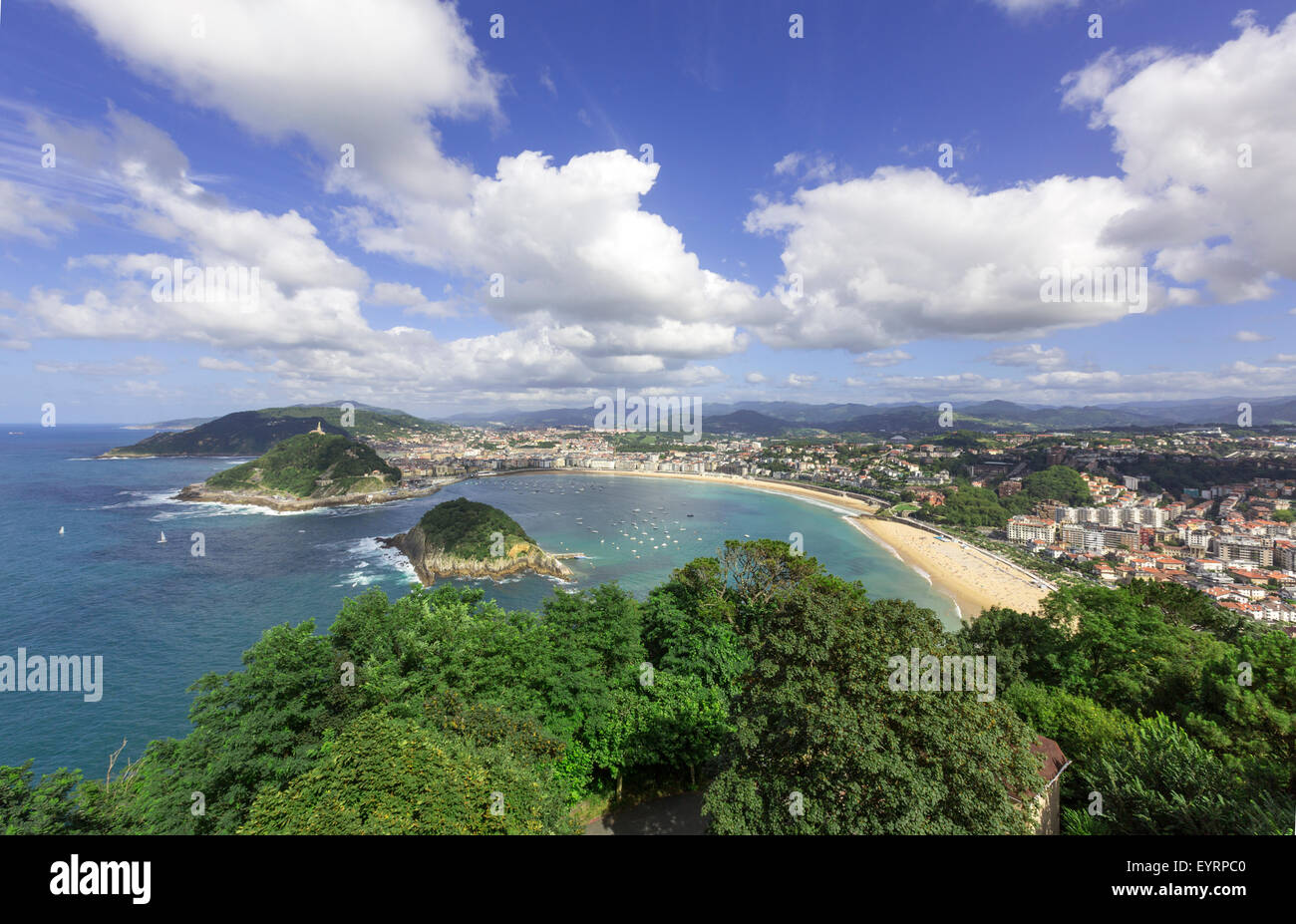 Spectacular view of San Sebastian on top of Monte Igueldo Stock Photo ...