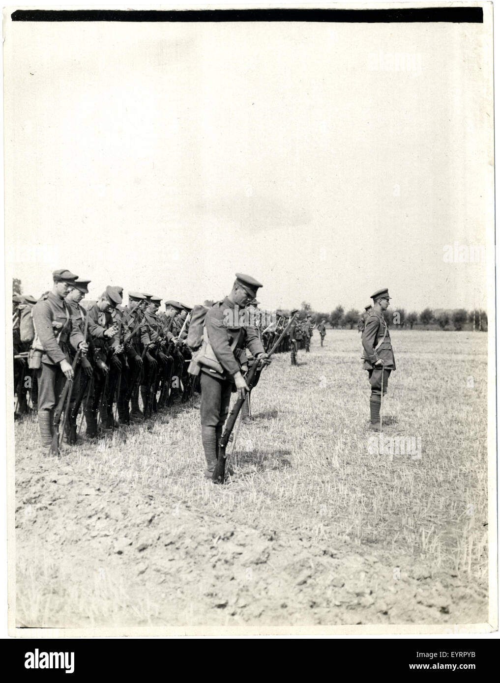 This image captures British infantry soldiers drilling in Flanders ...