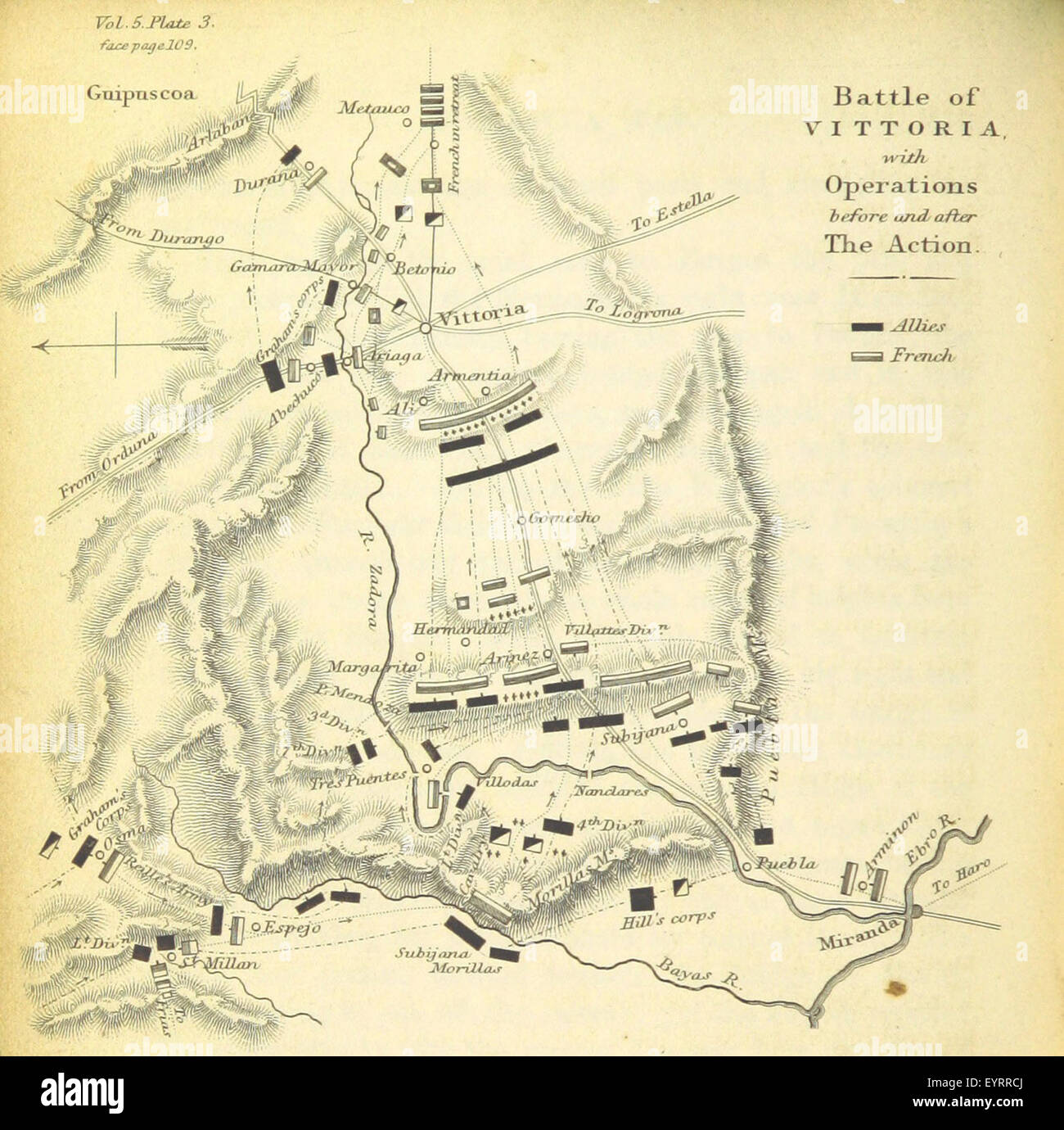 Map extracted from 'History of the War', illustrating key locations and ...