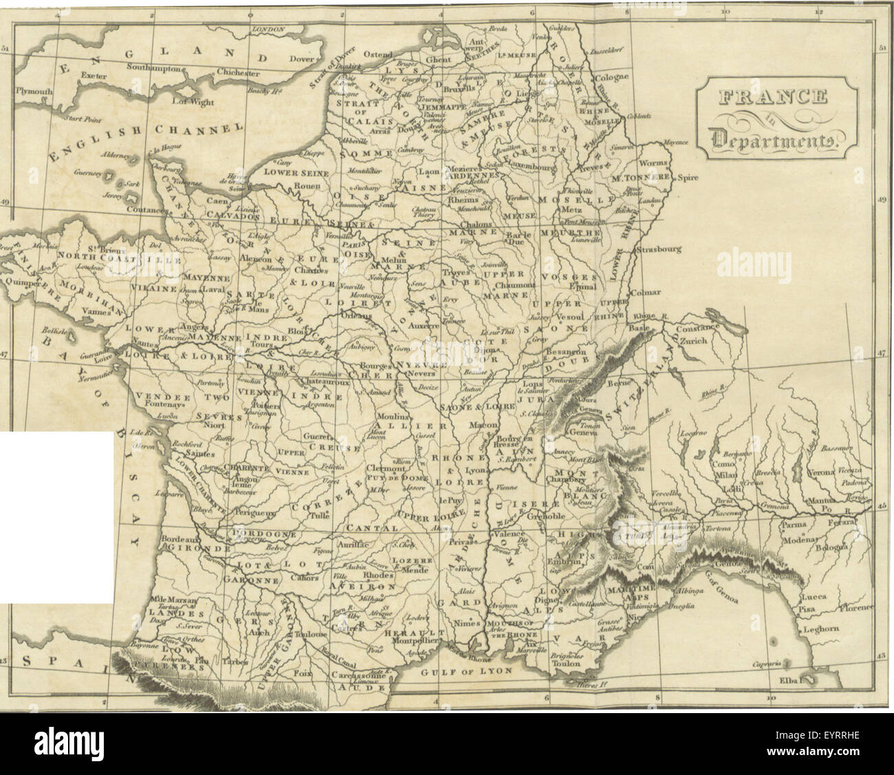 A map from 'History of the French,' detailing geographical features and historical boundaries of ...