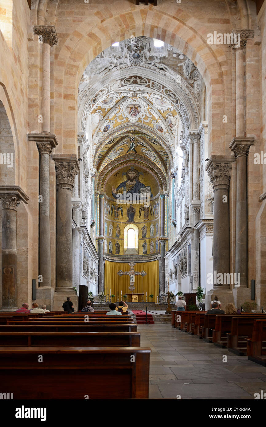 Sicily, interior of the cathedral of Cefalù Stock Photo - Alamy