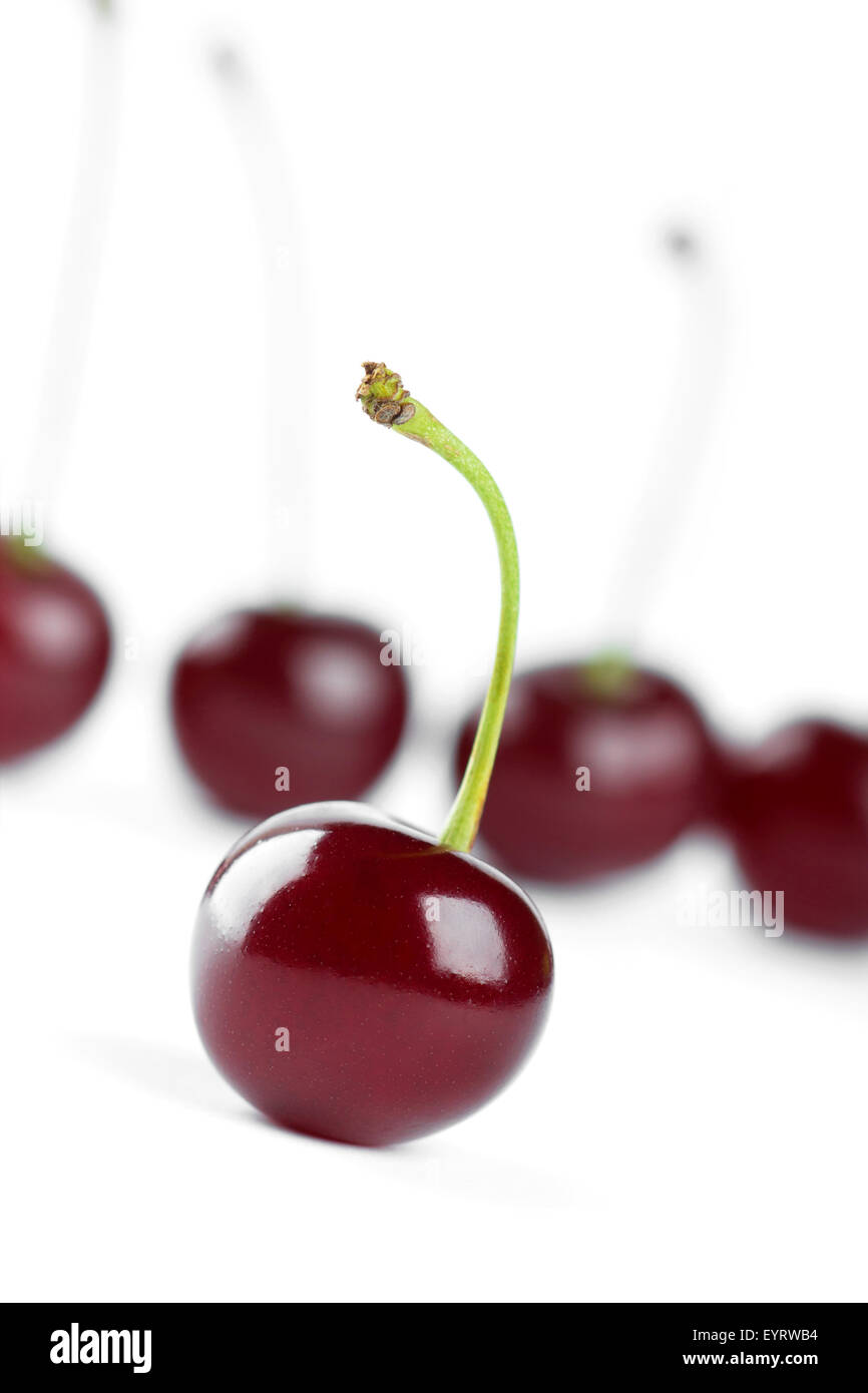 Ripe cherry on white background Stock Photo - Alamy