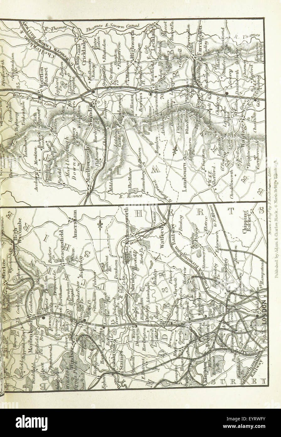 Vintage railway map england hi-res stock photography and images - Alamy