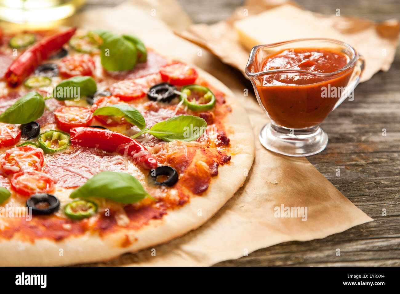 Delicious home made pizza Stock Photo - Alamy