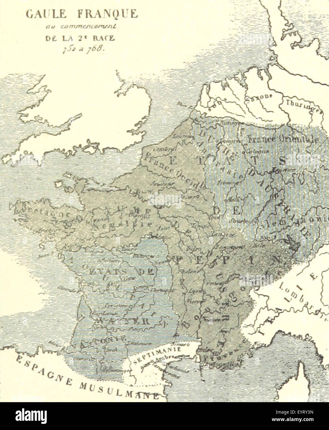 Map illustration from 'La France et les...,' showing French geography ...