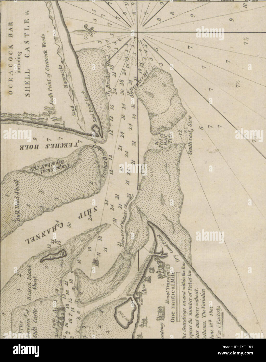 Map illustration from 'The American Coast Pilot', showing coastal ...