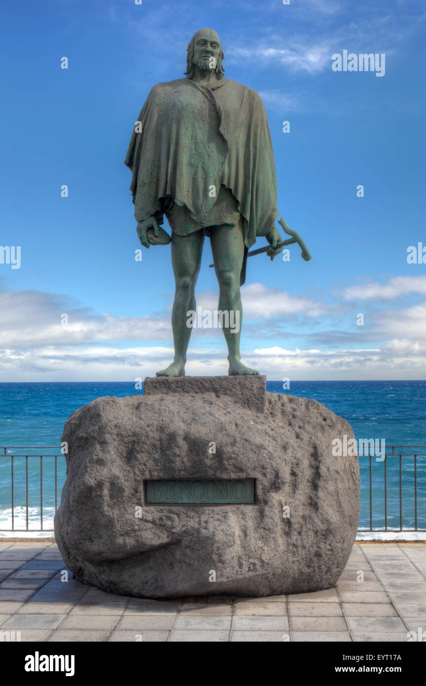 Guanche king Bencomo or Mencey monument on the waterside promenade of ...
