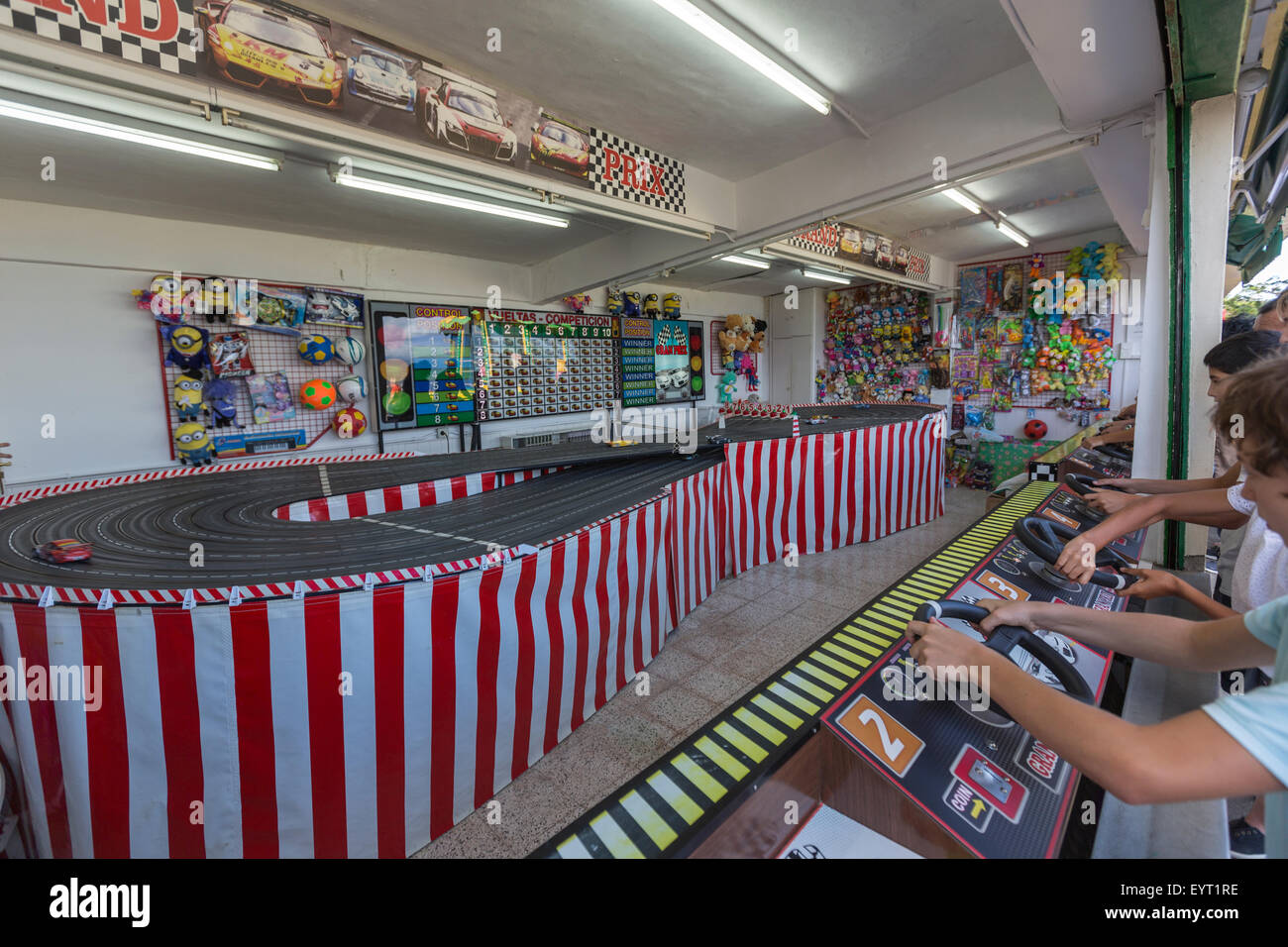 Electric race car in the amusement park on top of Monte Igueldo Stock ...
