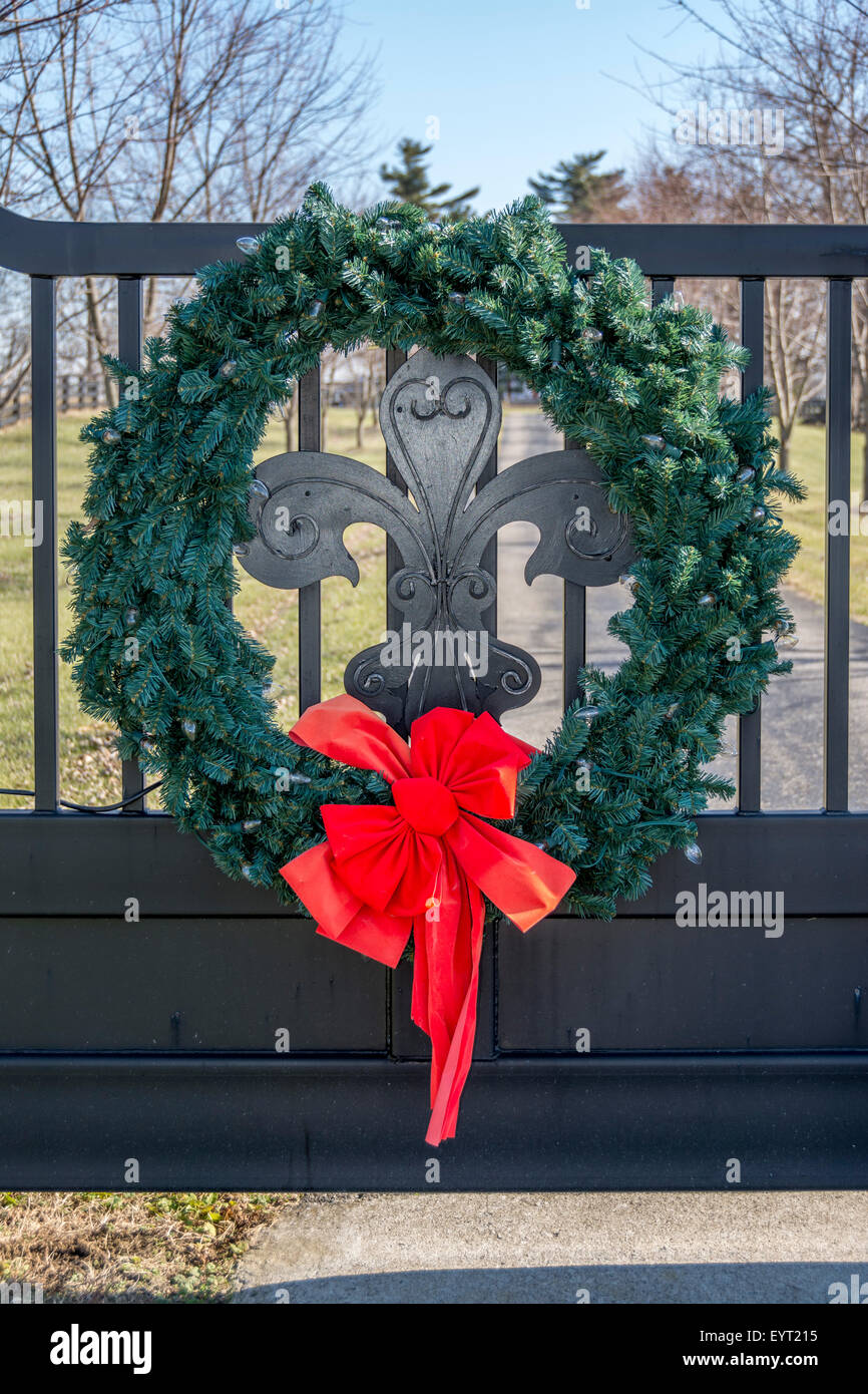 Gate Christmas Wreaths Decorations High Resolution Stock Photography ...