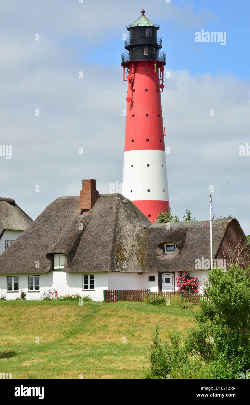 Germany, Schleswig-Holstein, north frieze country, Pellworm, lighthouse ...