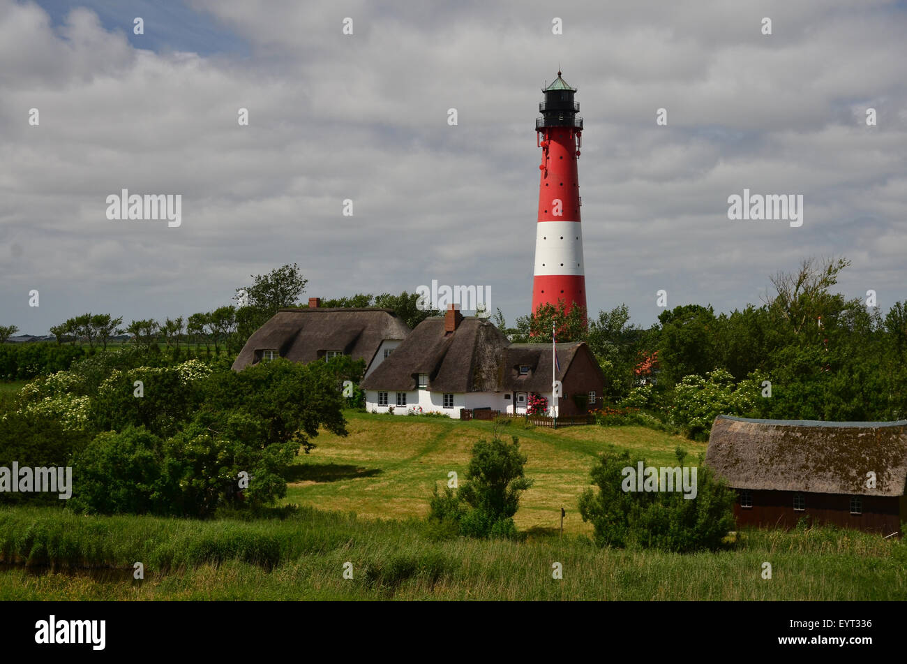 Germany, Schleswig-Holstein, north frieze country, Pellworm, lighthouse ...
