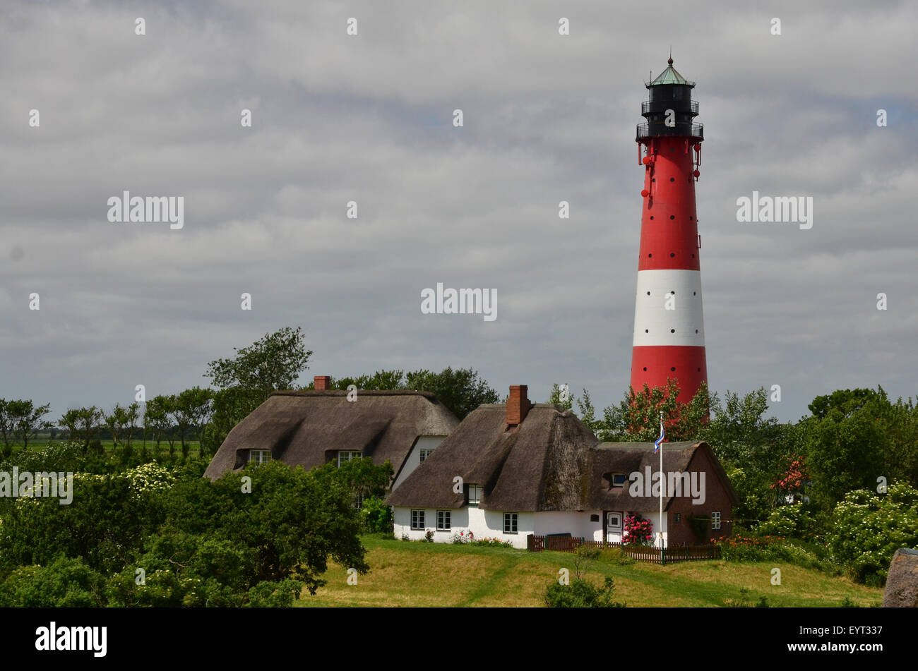 Germany, Schleswig-Holstein, north frieze country, Pellworm, lighthouse ...