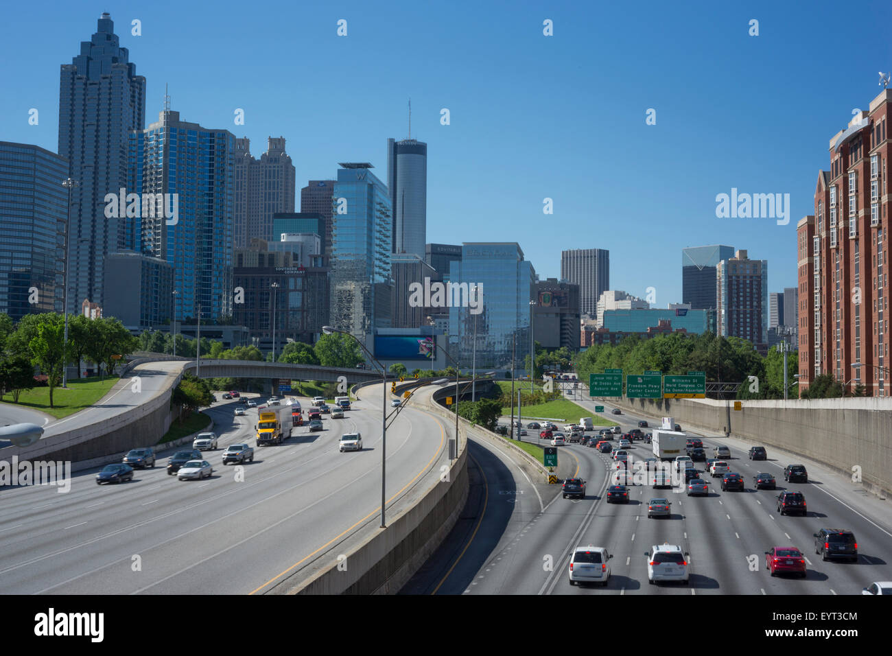 INTERSTATE I75/I85 CONNECTOR DOWNTOWN SKYLINE ATLANTA GEORGIA USA Stock ...