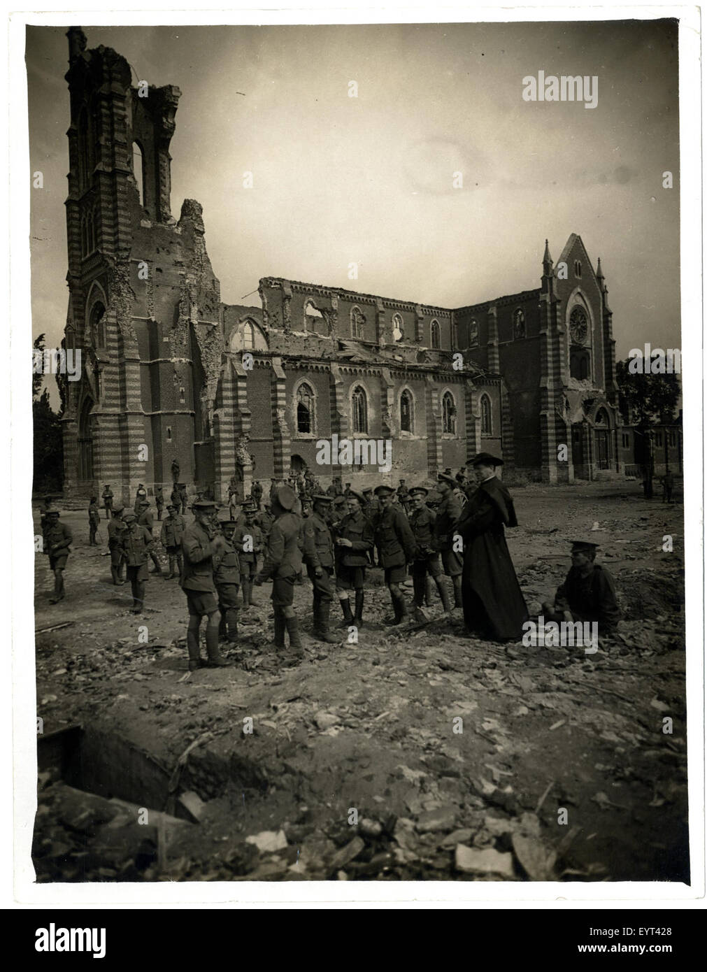 A photograph by H. D. of a church in Laventie, France, destroyed by ...