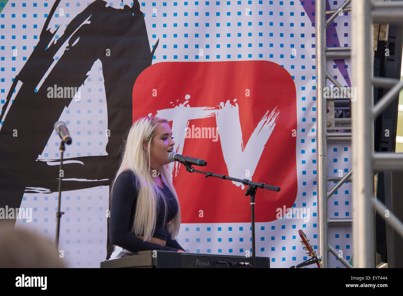 Anaheim, CA – June 23: Singer Macy Kate performs at VidCon 2015 at the ...